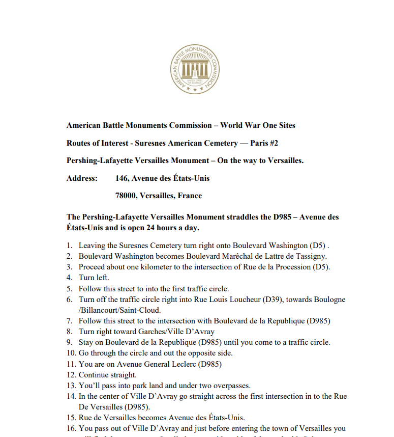 Driving Routes of Interest - Suresnes American Cemetery –– Paris #2 ...